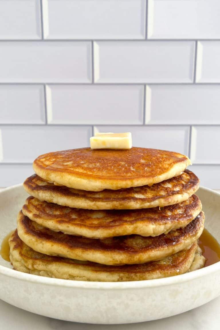 Gluten Free Buttermilk Pancakes with Syrup - Feasty Travels