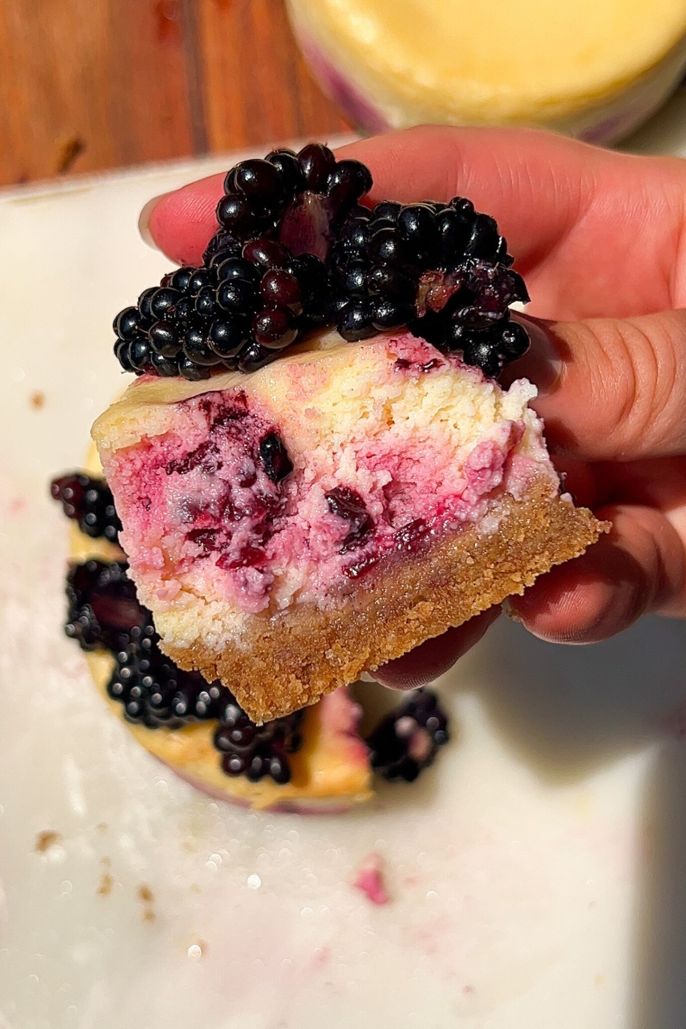 Lemon and Blackberry Cheesecake Recipe - Feasty Travels