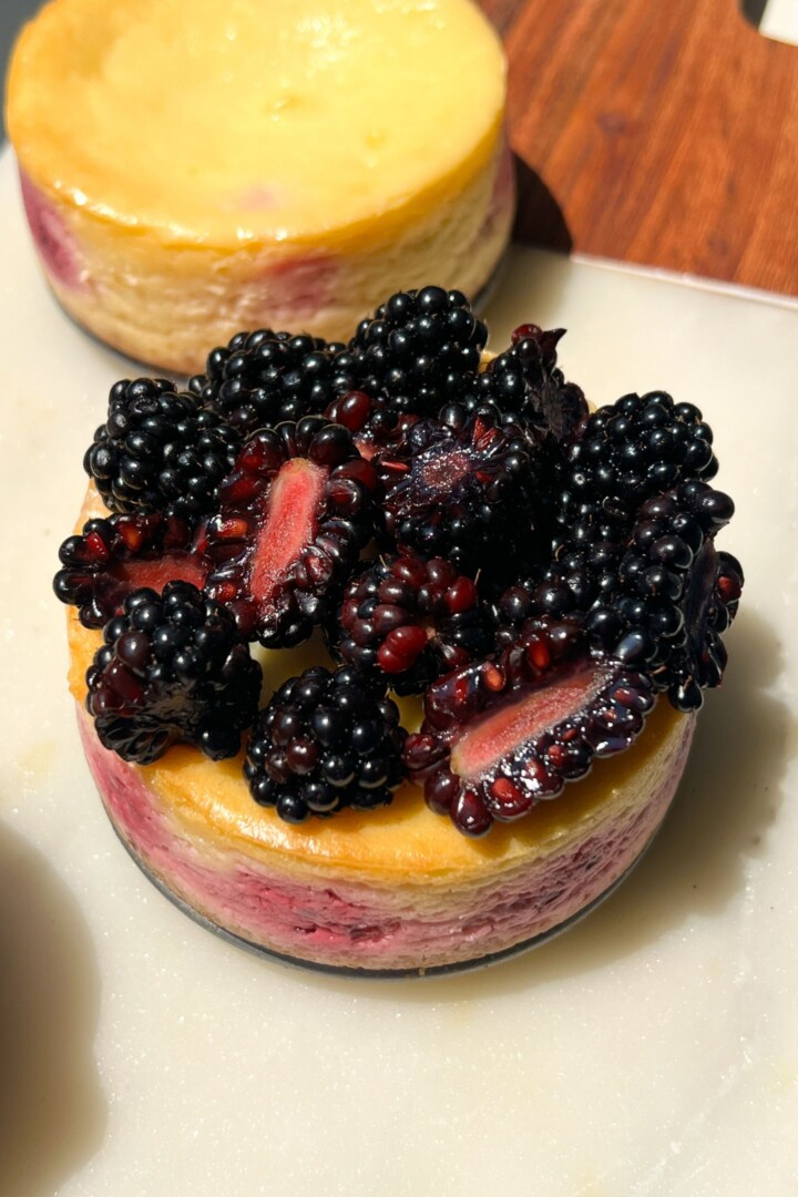 Lemon and Blackberry Cheesecake Recipe - Feasty Travels