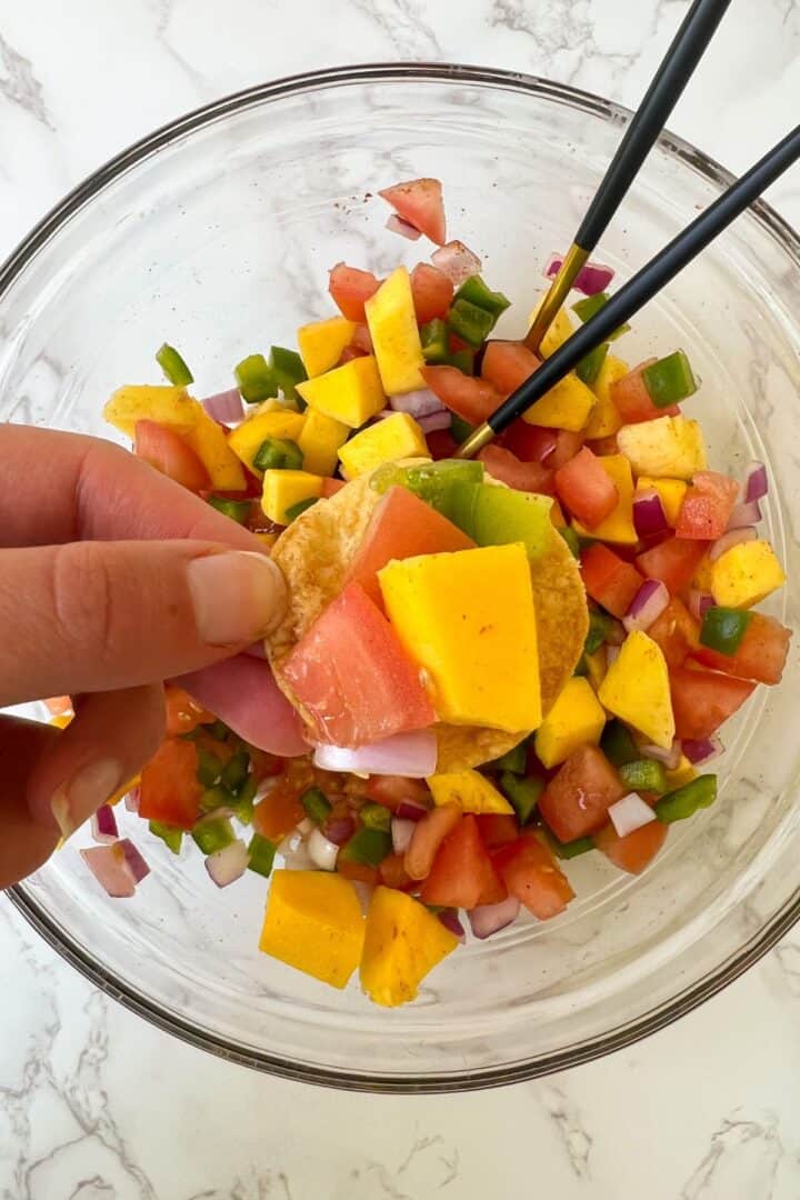Healthy Mango Pico de Gallo - Feasty Travels