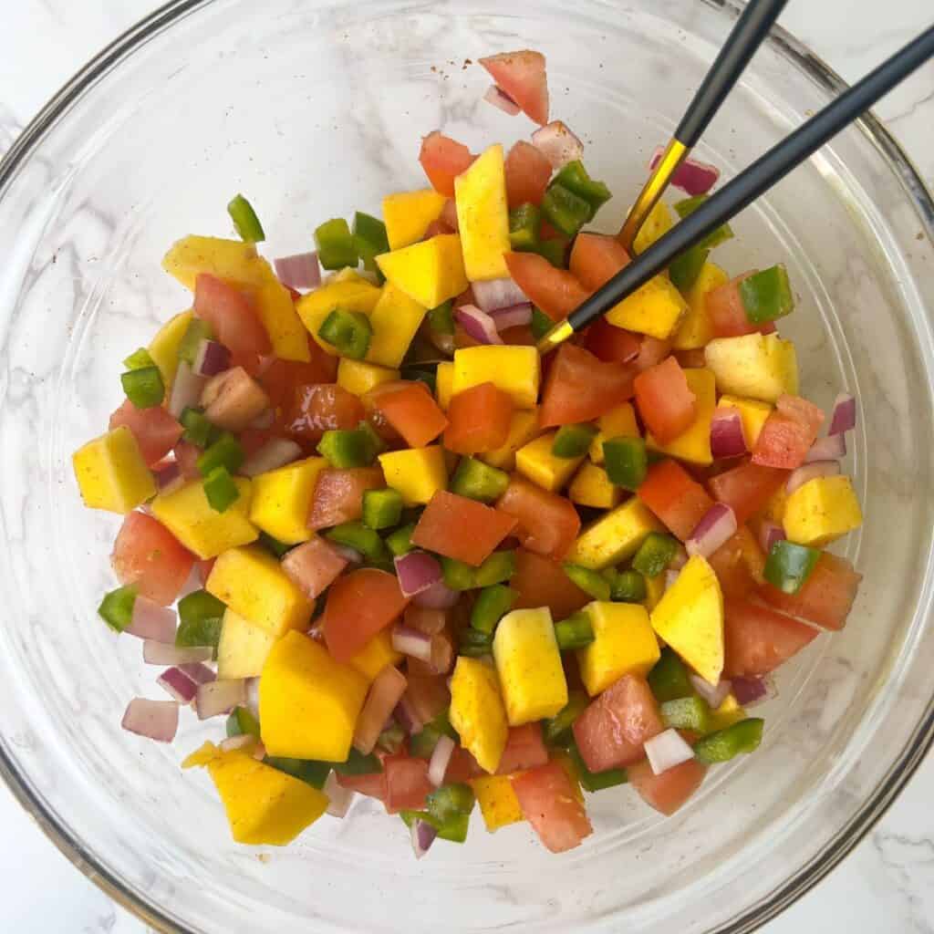 healthy mango pico de gallo - Feasty Travels
