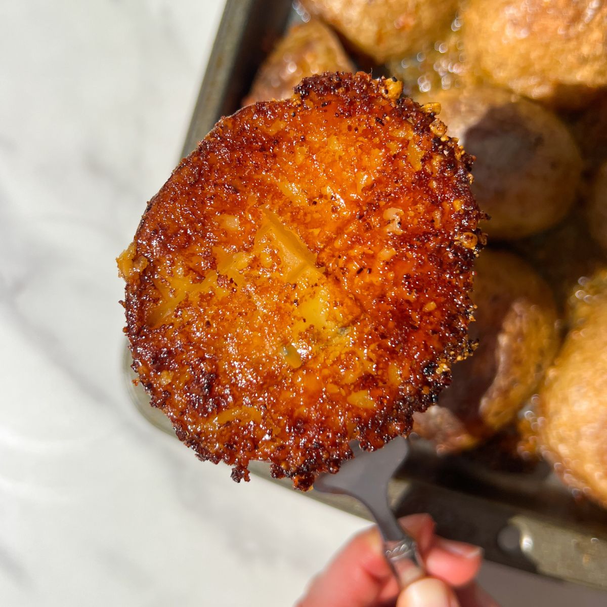 Parmesan Crusted Potato with Onion and Garlic Powder - Feasty Travels