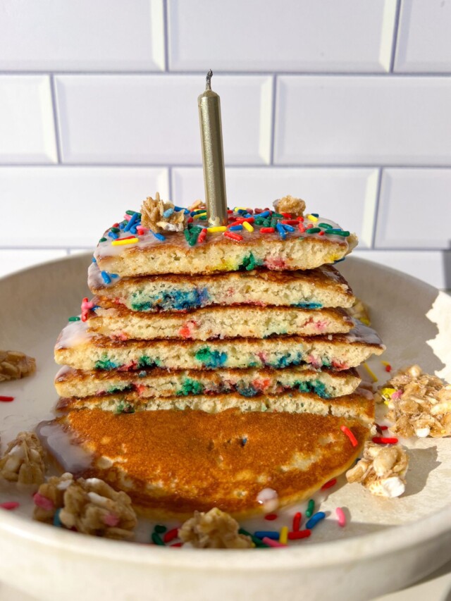 Birthday Cake Pancakes Recipe - Feasty Travels