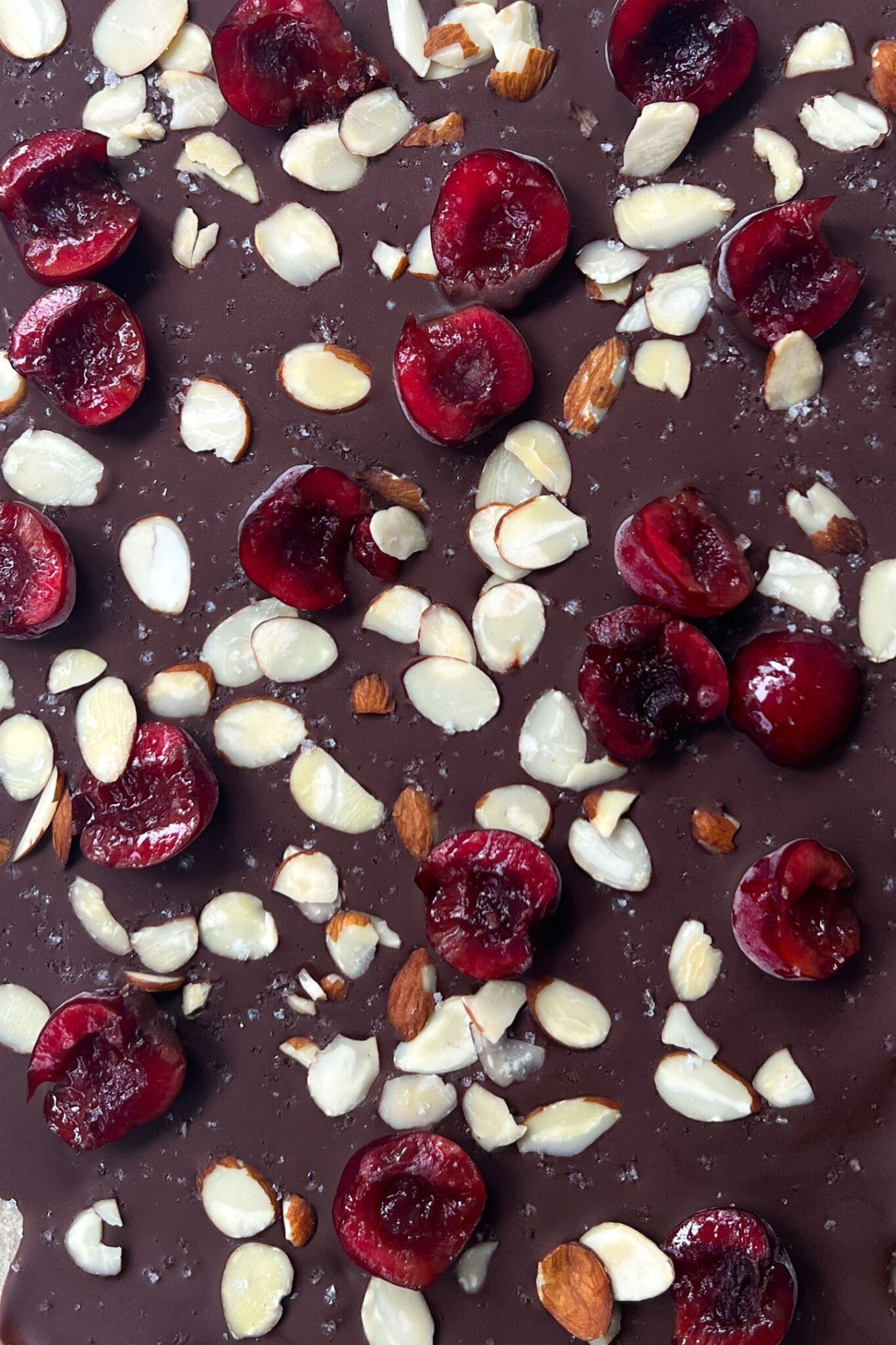 Chocolate Almond Bark with Cherries - Feasty Travels
