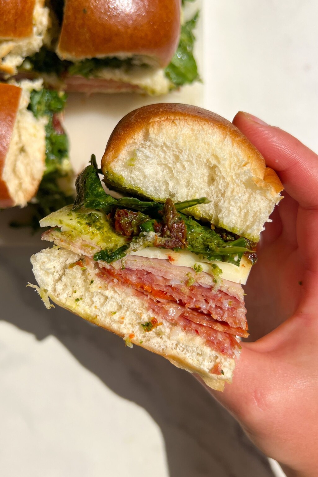 Italian Sliders Recipe with Ham and Cheese - Feasty Travels